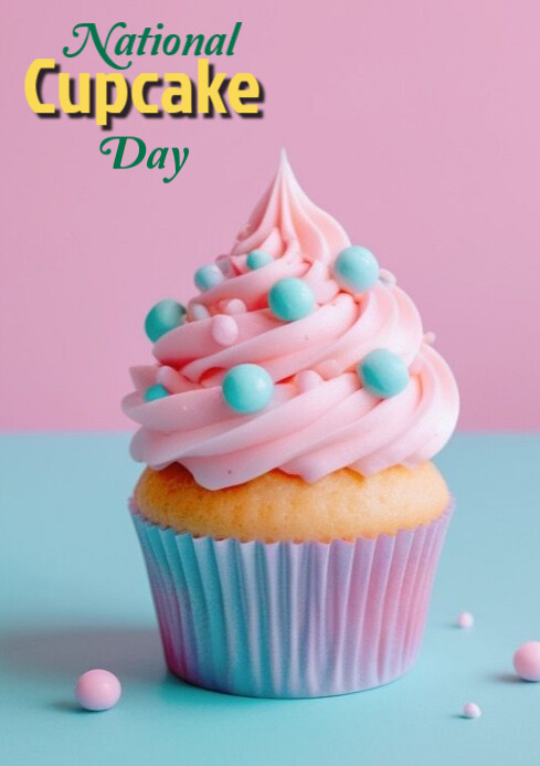 Red Joyful National Cupcake Day Template A4 | PosterMyWall