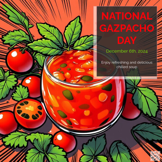 Red Joyful National Gazpacho Day Instagram Post Template | PosterMyWall