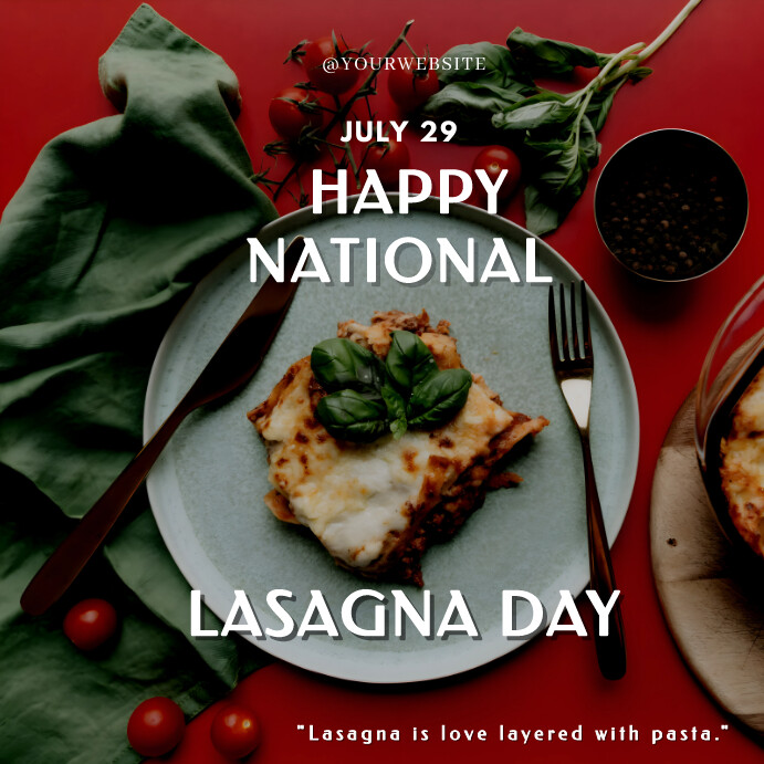 Plantilla de Red Joyful National Lasagna Day Instagram Po | PosterMyWall