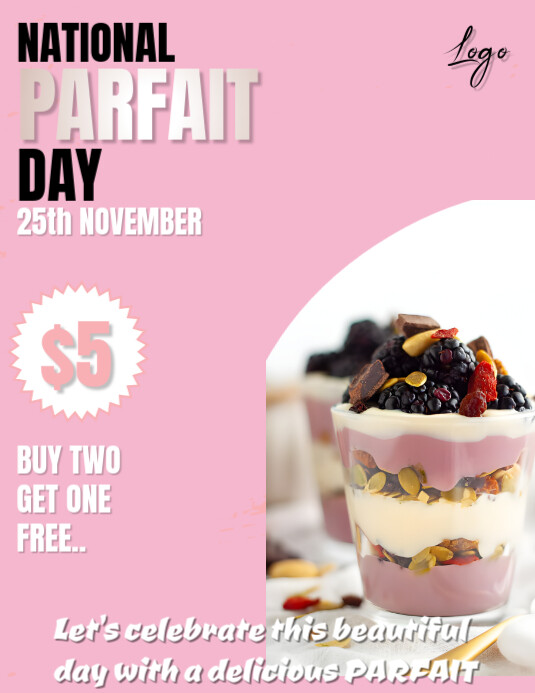 Red Joyful National Parfait Day Template Flyer (us Letter) | PosterMyWall