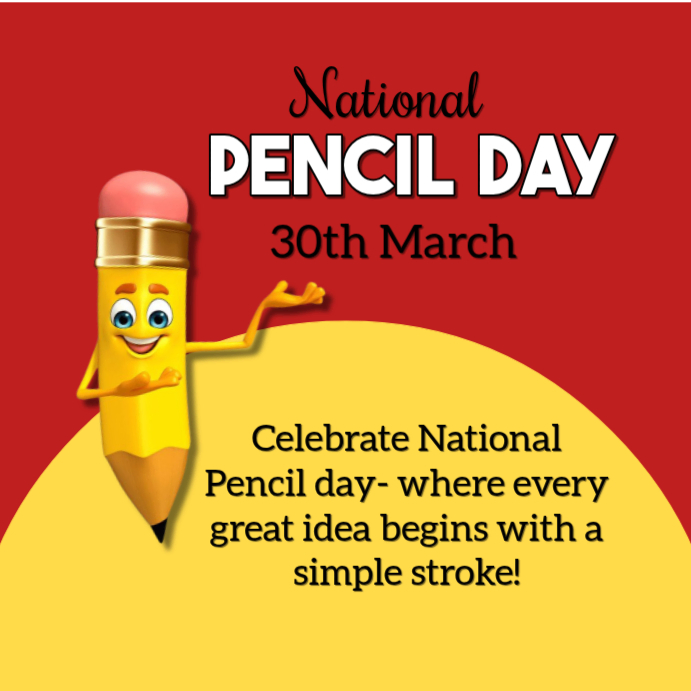 Red Joyful National Pencil Day Instagram Post-Vorlage | PosterMyWall