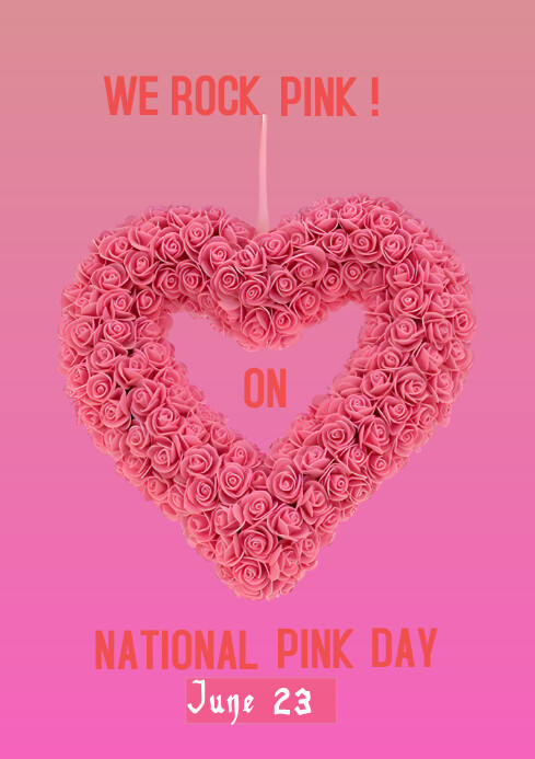 Red Joyful National Pink Day A4 Template | PosterMyWall