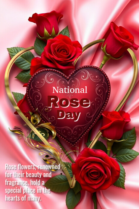Red Joyful National Rose Flower Day Poster Templat | PosterMyWall