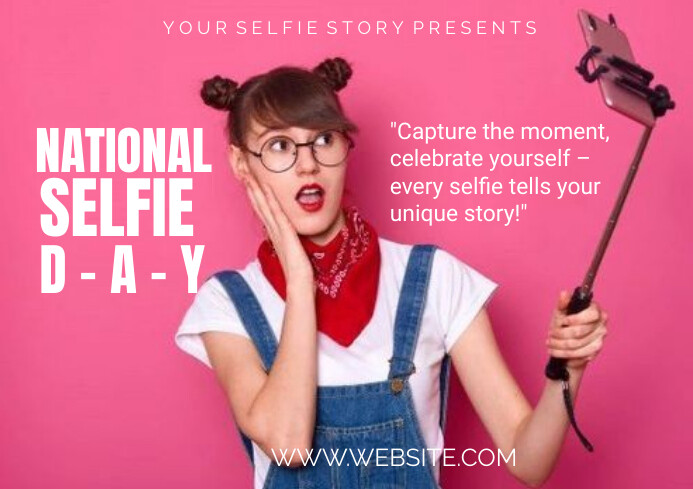 Red Joyful National Selfie Day A4 Template | PosterMyWall