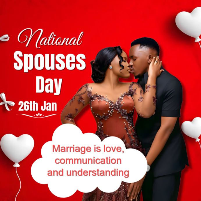 Red Joyful National Spouses Day Instagram Post Template | PosterMyWall
