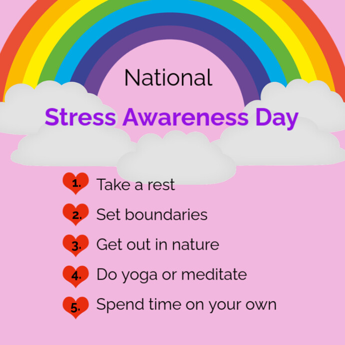 Copy of Red Joyful National Stress Awareness Day Instagram Post ...