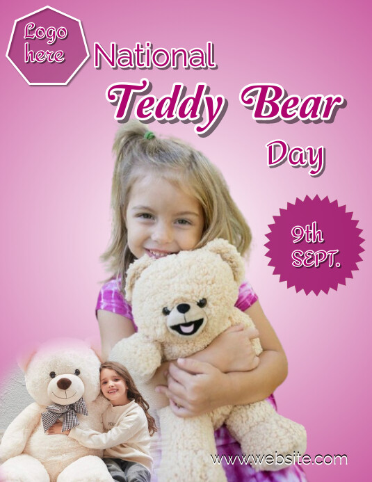 Szablon Red Joyful National Teddy Bear Day Flyer (us | PosterMyWall