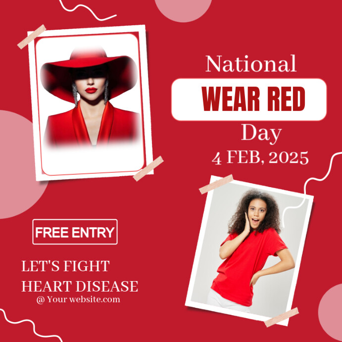 Red Joyful National Wear Red Day Online Design Flyer/ Template ...