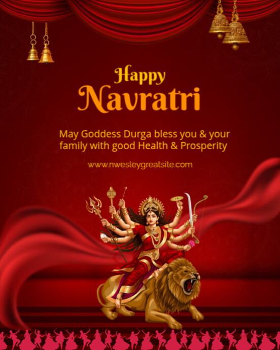 Red Joyful Navratri Instagram Portrait Template | PosterMyWall