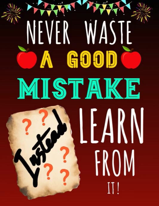 Red Joyful Never Waste A Good Mistake Instead Learn From It , Classroom ...