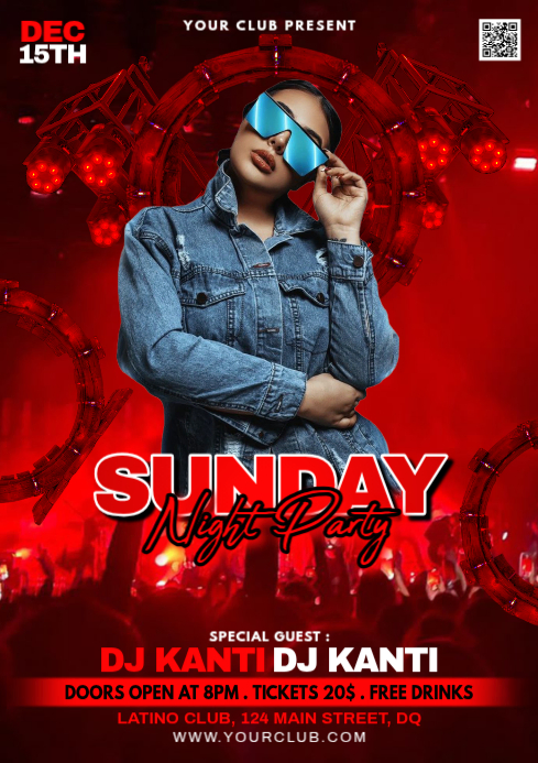 Red Joyful Night Party A4 Template | PosterMyWall