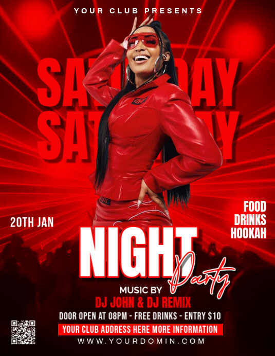 Red Joyful Night Party Flyer (us Letter) Template | PosterMyWall