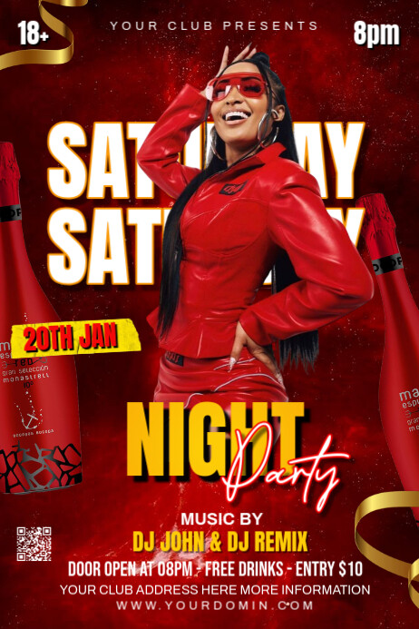 Red Joyful Night Party Poster Template | PosterMyWall