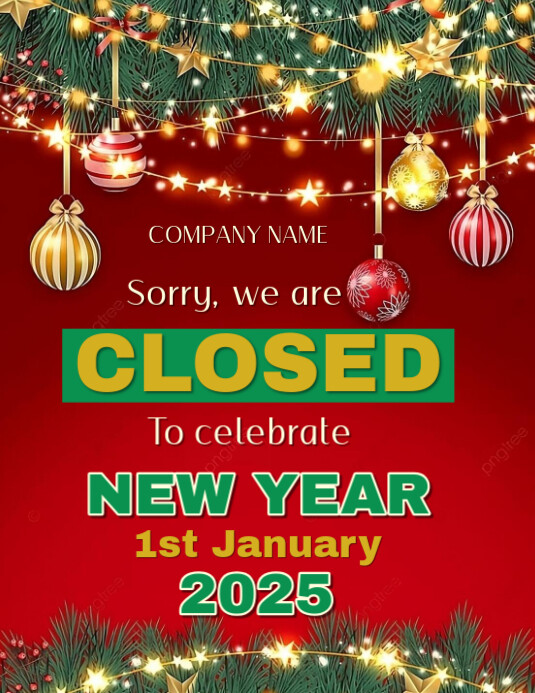 Copy of Red Joyful Office Holiday Closure Announcement Flyer (us Letter ...