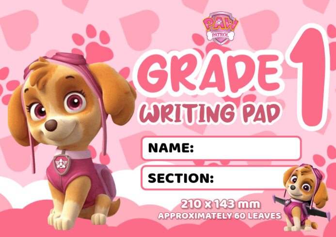 Copy of Red Joyful Paw Patrol Theme Writing Pad A4 | PosterMyWall