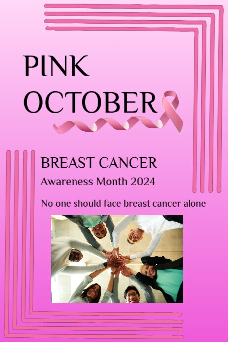 Copy of Red Joyful Pink October Breast Cancer Awareness Month Poster ...