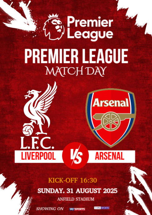 Copy of Red Joyful Premier League Match Liverpool Vs Arsenal A4 ...