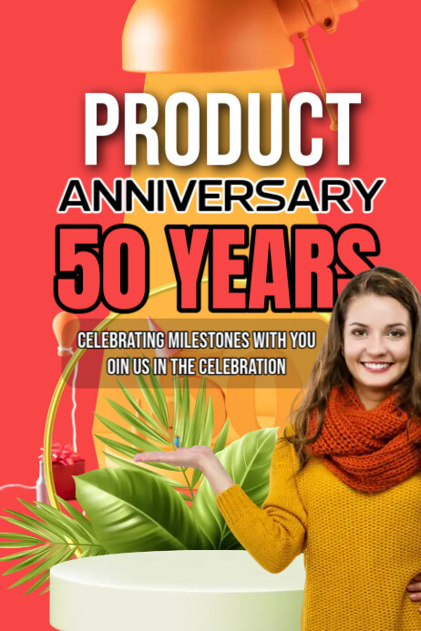 Red Joyful Product Anniversary Poster Template | PosterMyWall