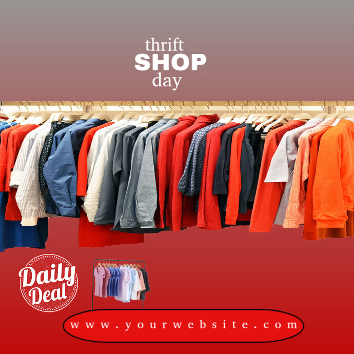 Red Joyful Professional Thrift Store Shopping Post Logo Template ...