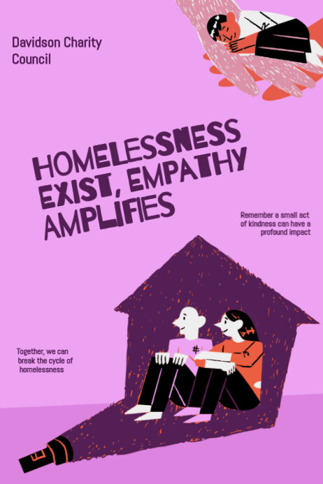 Red Joyful Purple Illustration Donation For Homeless Promotion Poster ...
