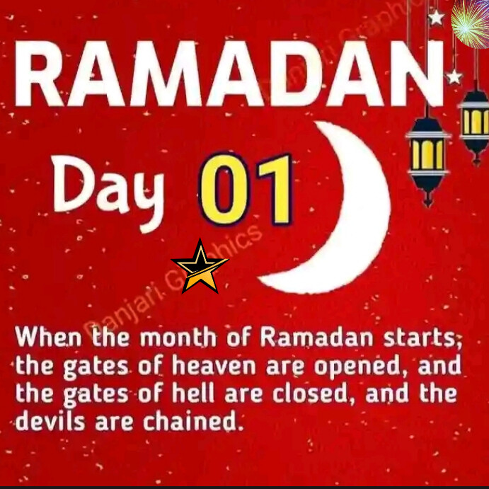 Red Joyful Ramadan Kareem Day 1 Instagram Post Template | PosterMyWall