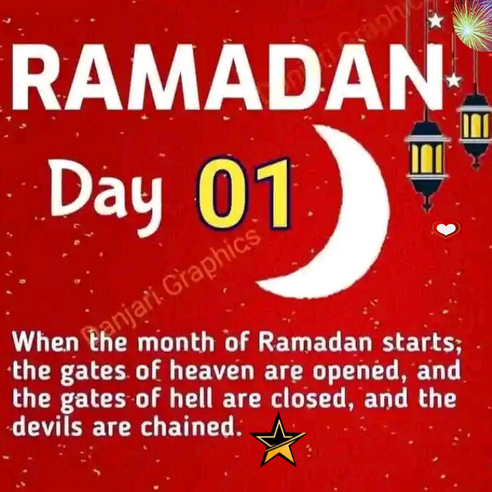 Red Joyful Ramadan Kareem Day 1 Instagram Post Template | PosterMyWall