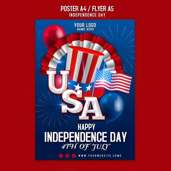 Plantilla de Red Joyful Red And Blue Background Pastel Hap | PosterMyWall