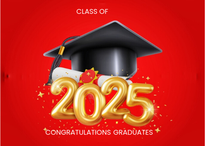 Red Joyful Red And Gold Illustrative Congratulations Graduation ...