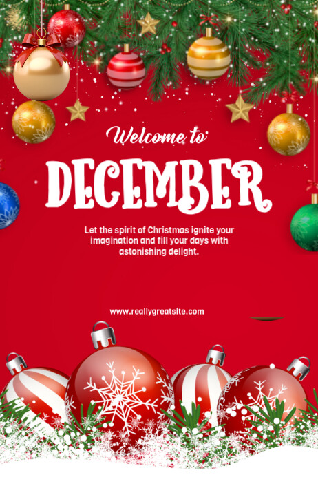 Plantilla de Red Joyful Red And White Welcome To December, New Month ...