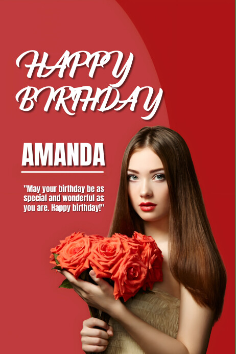 Red Joyful Red Background Pastel Happy Birthd Template | PosterMyWall
