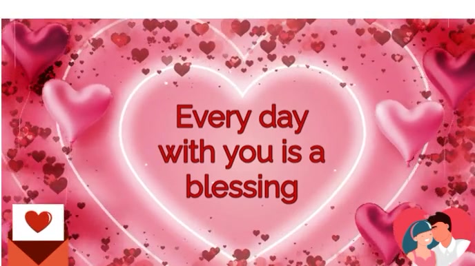 Red Joyful Red Heart Happy Valentine's Day Digital Video Template For ...