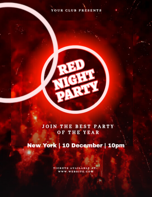 Red Joyful Red Night Party Flyer (us Letter) Template | PosterMyWall