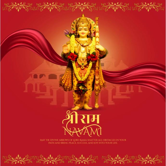 Red Joyful Red Traditional Elegant Ram Navami Instagram Post Instagram ...