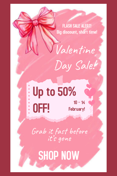 Red Joyful Red Valentine's Day Sale Poster Template | PosterMyWall