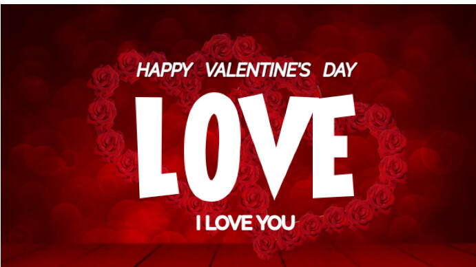Red Joyful Red White Happy Valentine’s Day Digital Display (16:9 ...
