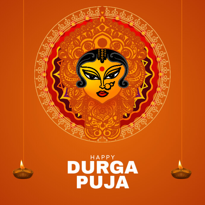 Red Joyful Religious Durga Puja Festival Card Template | PosterMyWall