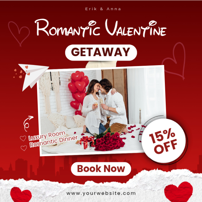Red Joyful Romantic Valentine Instagram Post Template | PosterMyWall