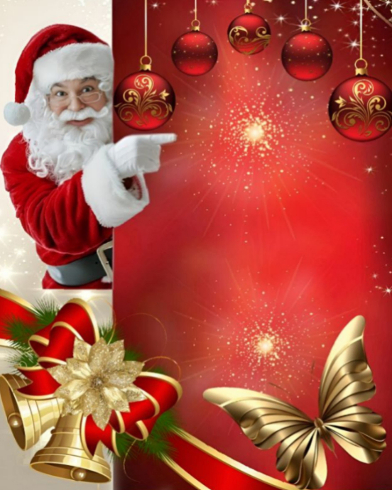 Red Joyful Santa's Sparkling Christmas Greetings Instagram Portrait ...