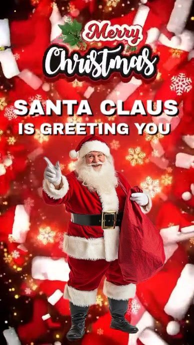 Red Joyful Santa Claus Wishes Instagram Reel Template | PosterMyWall