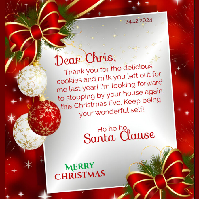 Copy of Red Joyful Santa Letter Template Instagram Post | PosterMyWall
