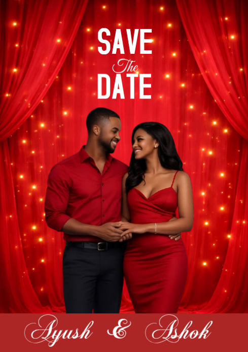 Red Joyful Save The Date A4 Template | PosterMyWall