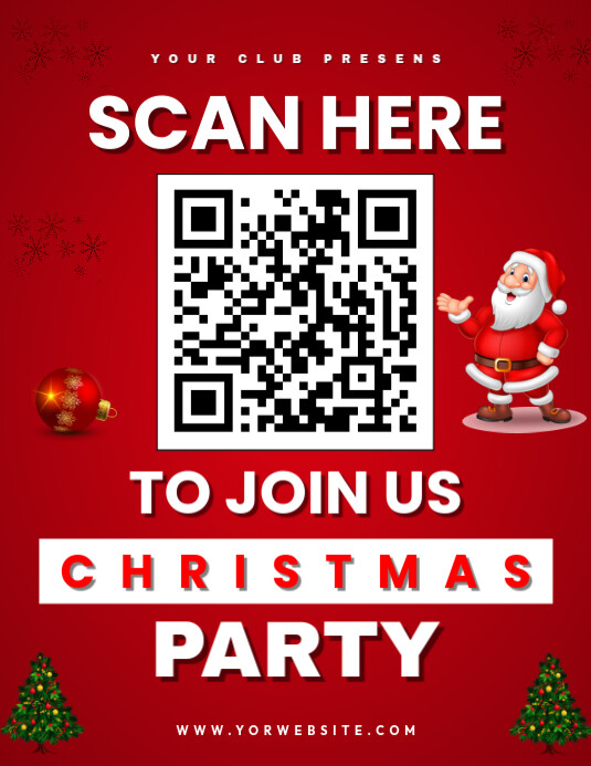 Red Joyful Scan Here To Join Us Christmas Party Flyer (us Letter ...