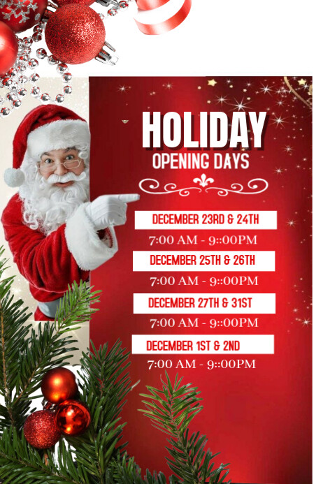 Copy of Red Joyful Seasonal Hours Poster | PosterMyWall