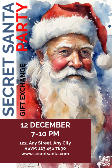 Red Joyful Secret Santa Poster Template | PosterMyWall