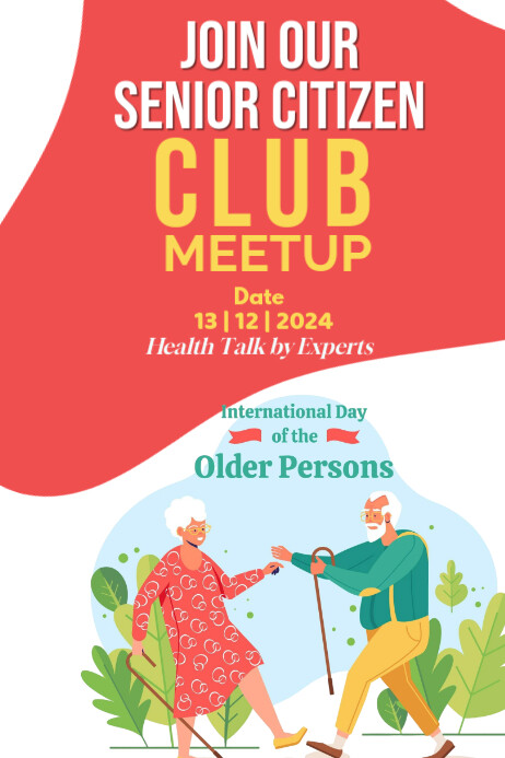 Red Joyful Senior Citizen Club Meet Poster Template | PosterMyWall