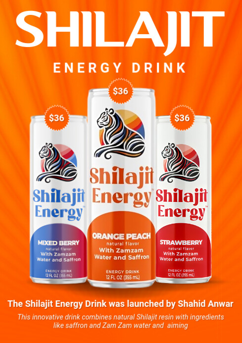 Red Joyful Shilajit Energy Drink A4 Template | PosterMyWall