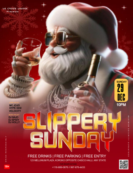 Red Joyful Slippery Sunday Flyer (us Letter) Template | PosterMyWall
