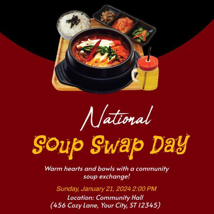 Red Joyful Soup Swap Day Instagram Post Template | PosterMyWall