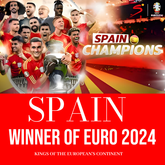 Plantilla de Red Joyful Spain Winner Of Euro 2024 Instagr | PosterMyWall