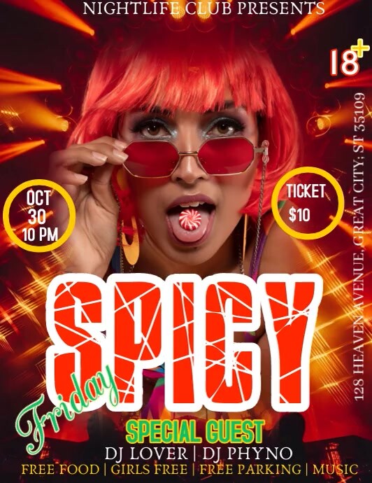 Copy of Red Joyful Spicy Friday Party Flyer (us Lette | PosterMyWall